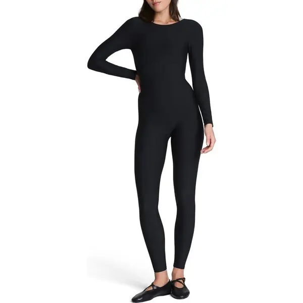 Spanx Onform Long Sleeve Jumpsuit - Very Black