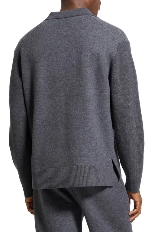 Theory Boiled Merino Wool Johnny Collar Sweater