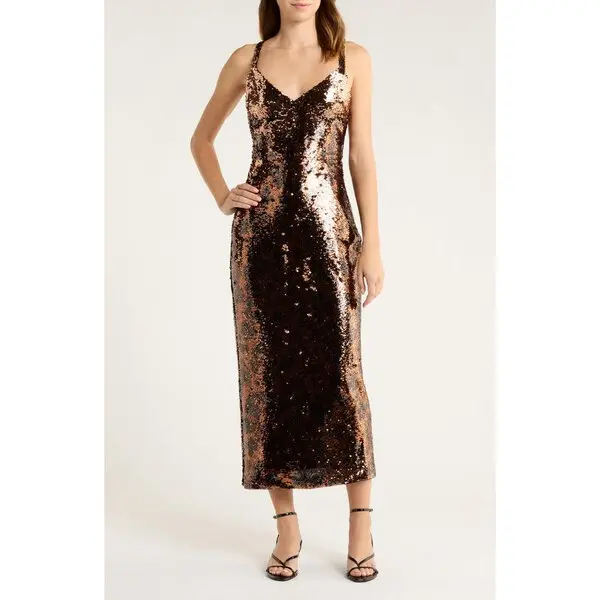 L'Agence Noella Leopard Sequin Sheath Dress