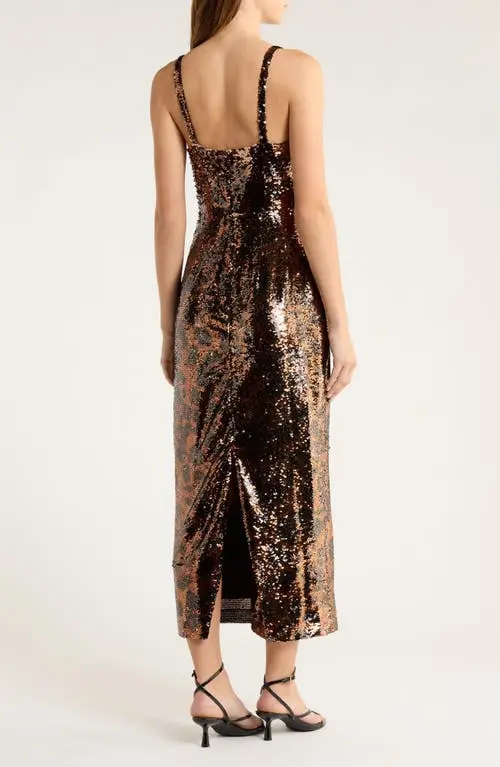 L'Agence Noella Leopard Sequin Sheath Dress