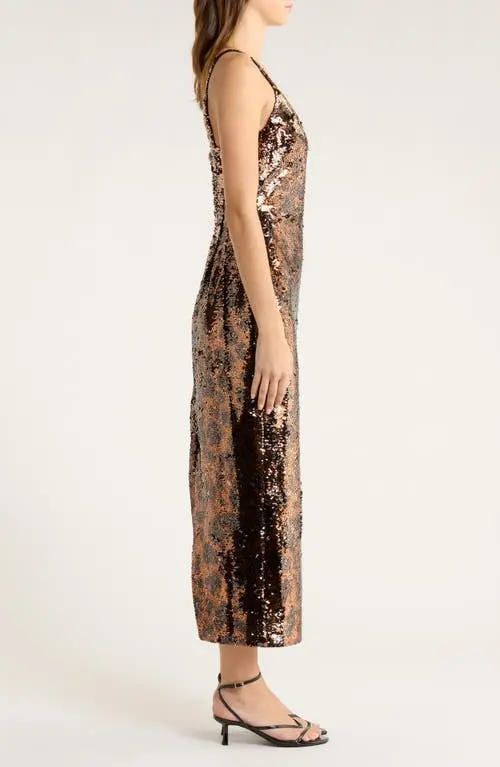L'Agence Noella Leopard Sequin Sheath Dress