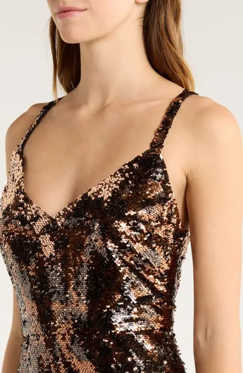 L'Agence Noella Leopard Sequin Sheath Dress