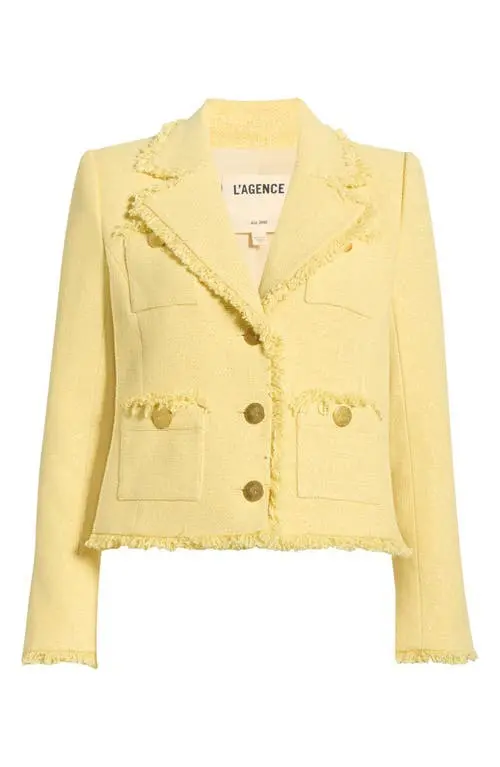 L'Agence Sylvia Metallic Blazer - Pale Yellow/light Gold