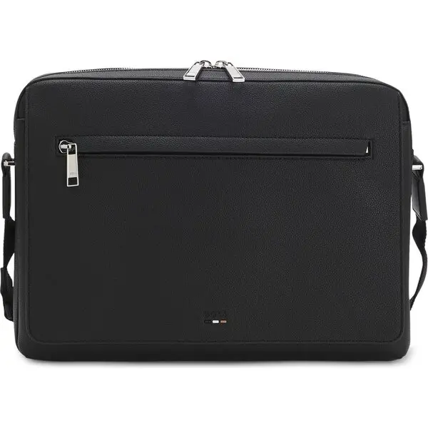 Hugo Ray Faux Leather Messenger Bag - Black
