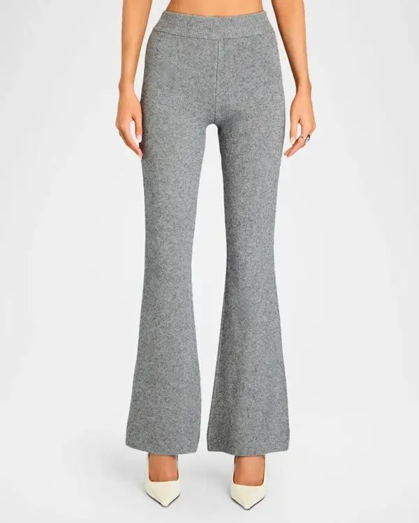 SEROYA Wool-blend Knit Flare Pants - Medium Gre