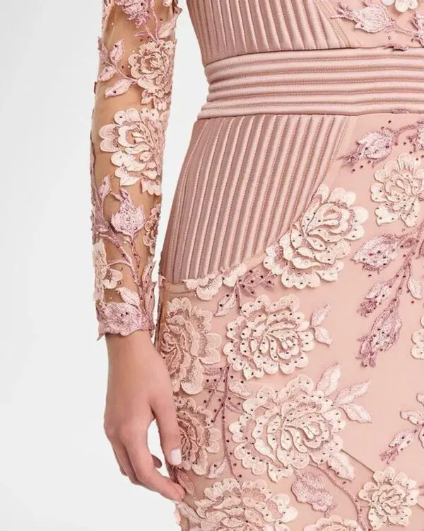 ZHIVAGO Floral Lace Gown - Nude