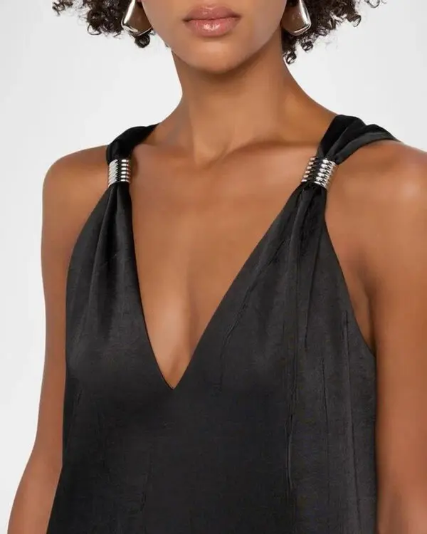 Brandon Maxwell The Keke Plunging Ring-strap Maxi Dress - Black