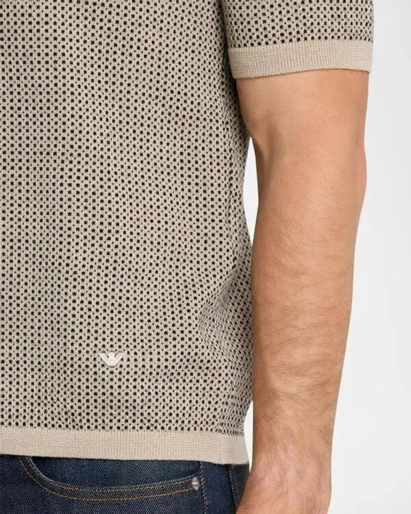 Emporio Armani Micro-dot Knit Short-sleeve Sweater - Fancy Brown
