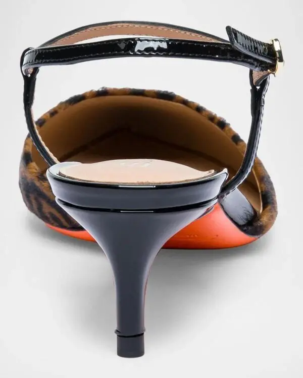 Santoni Print Kitten Heel Pumps - Leopard