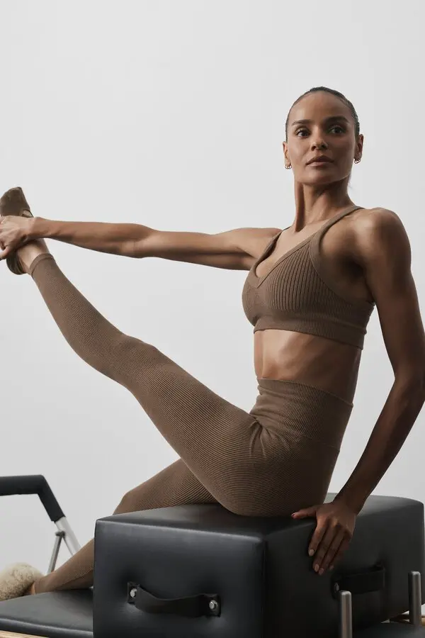 Alo Yoga Seamless Two Tone Rib Bra - Java Brown
