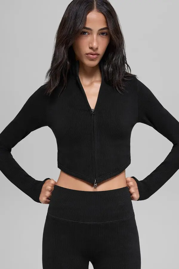 Alo Yoga Seamless Ribbed Jacket - Black