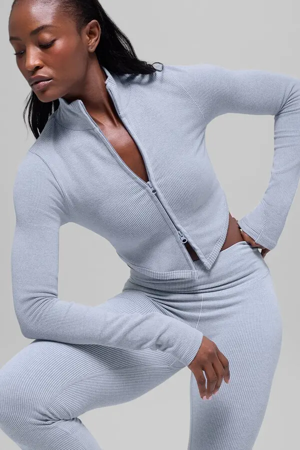 Alo Yoga Seamless Ribbed Jacket - Winter Frost Heather