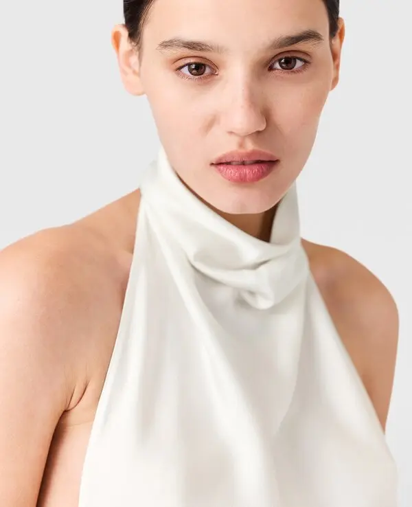 Stella McCartney Halterneck Satin Top - Cream