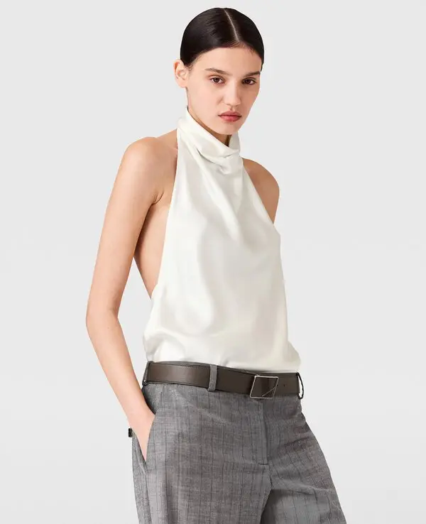 Stella McCartney Halterneck Satin Top - Cream