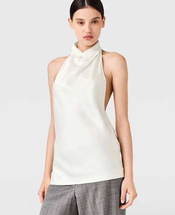 Stella McCartney Halterneck Satin Top - Cream