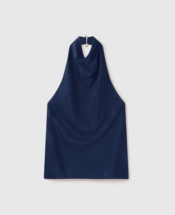 Stella McCartney Satin Halterneck Top - Navy