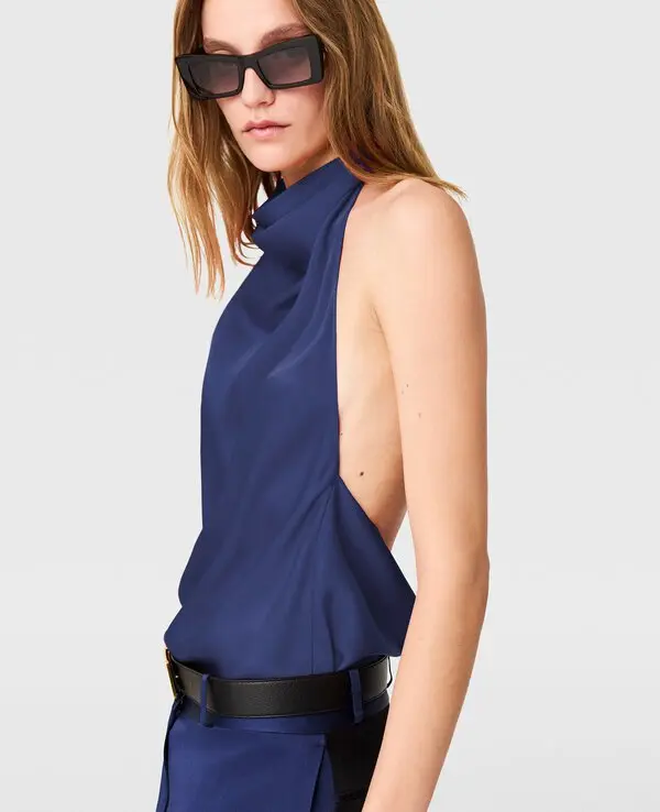 Stella McCartney Satin Halterneck Top - Navy