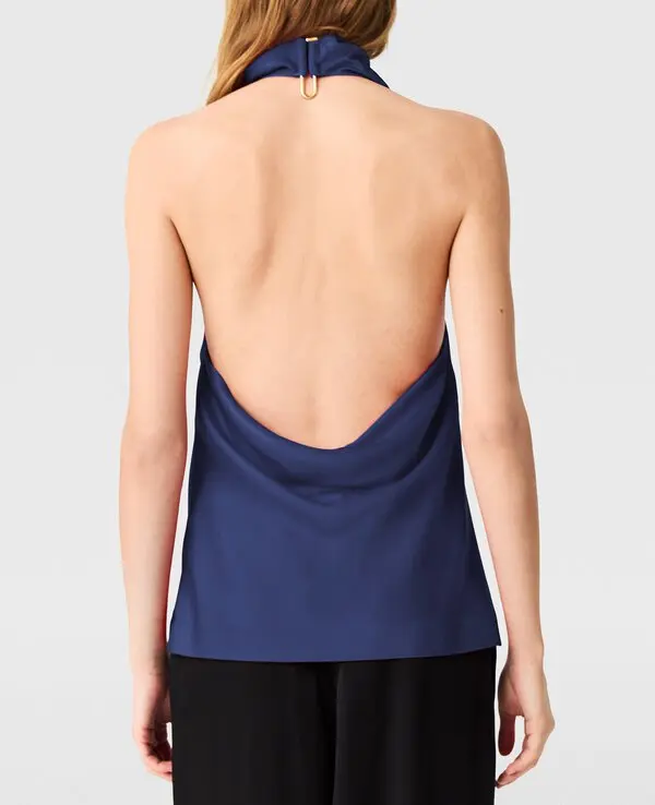Stella McCartney Satin Halterneck Top - Navy
