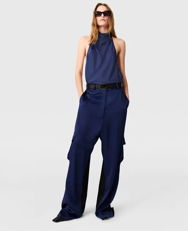 Stella McCartney Satin Halterneck Top - Navy