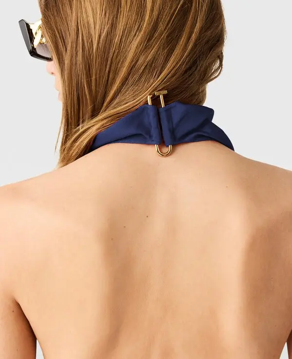 Stella McCartney Satin Halterneck Top - Navy