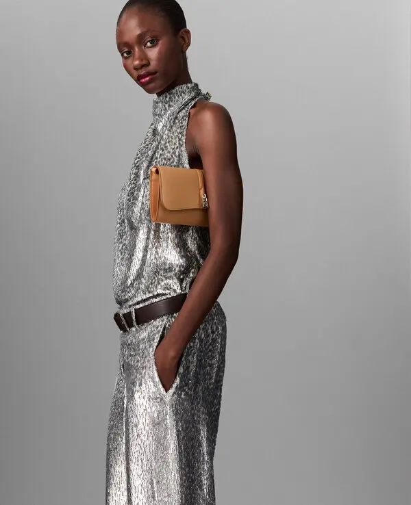 Stella McCartney Metallic Velvet Halterneck Top - Silver