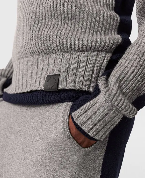 Stella McCartney Contrast Paneled Turtleneck Jumper - Grey/navy