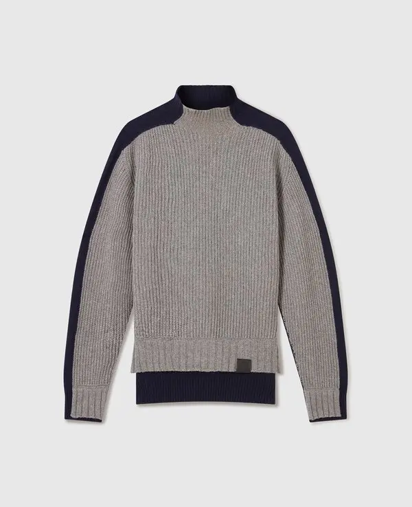 Stella McCartney Turtleneck Contrast Panel Jumper - Grey/navy