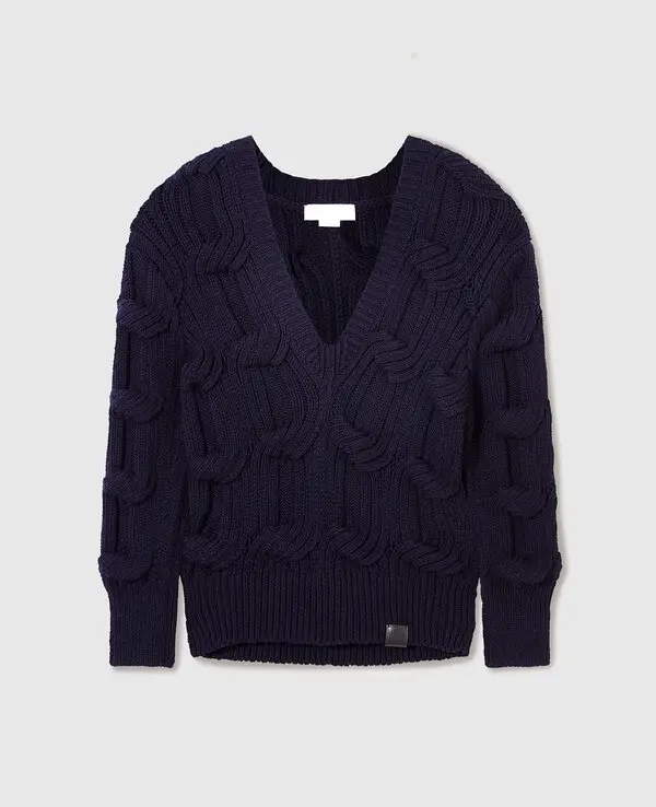 Stella McCartney Falabella Cable-knit V-neck Jumper