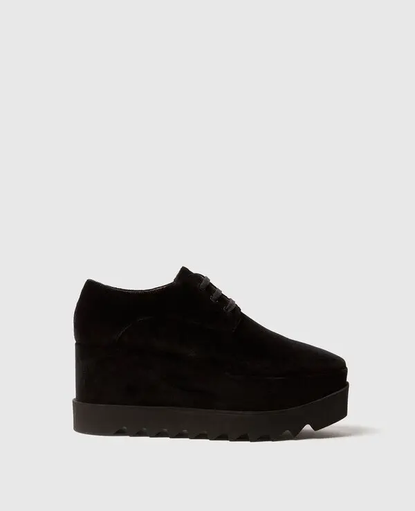 Stella McCartney Velvet Platform Lace Up Shoes - Black