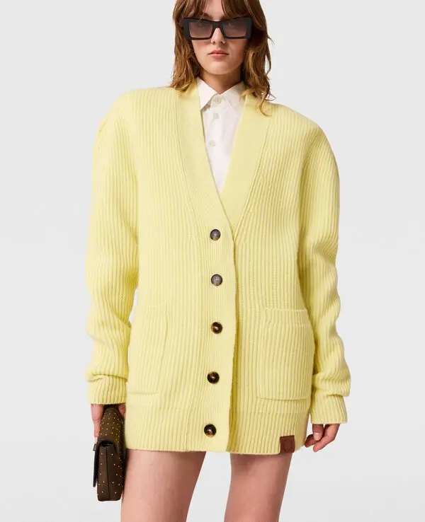 Stella McCartney Chunky Knit V-neck Cardigan - Lemon