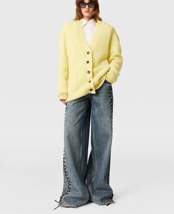 Stella McCartney Chunky Knit V-neck Cardigan - Lemon