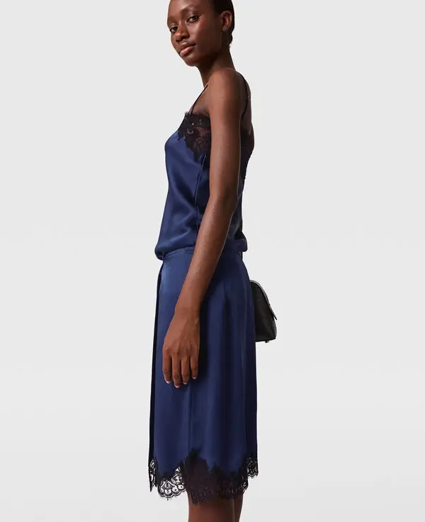Stella McCartney Lace Trimmed Satin Top - Navy