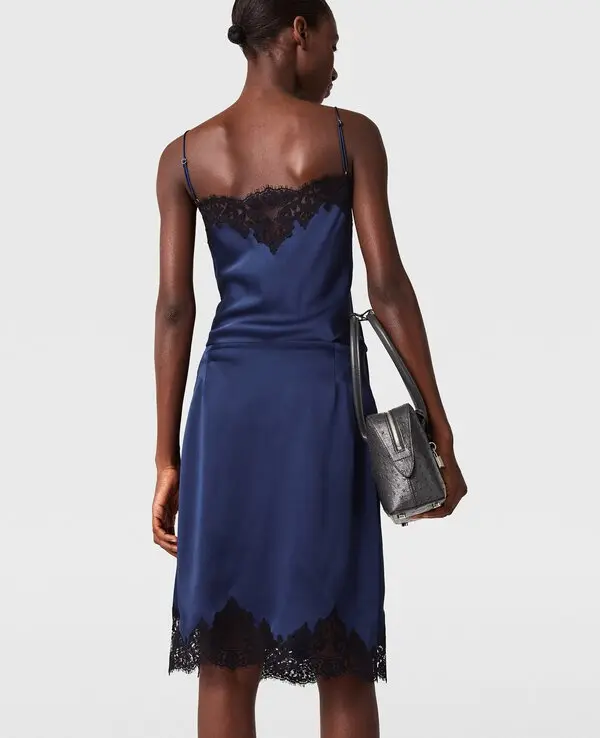 Stella McCartney Lace Trimmed Satin Top - Navy