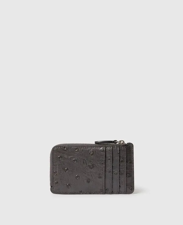 Stella McCartney Ryder Ostrich Zip Cardholder - Slate