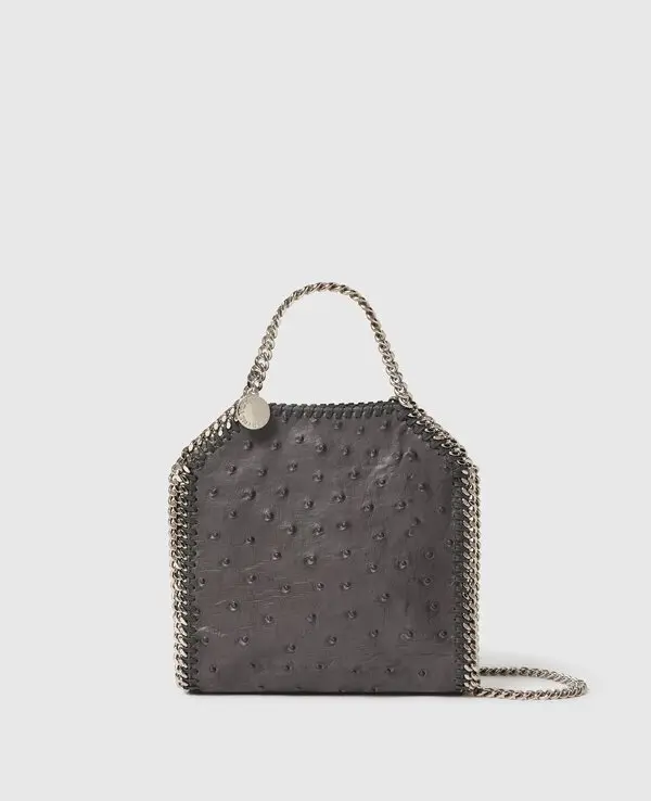 Stella McCartney Falabella Ostrich Tiny Tote Bag - Slate