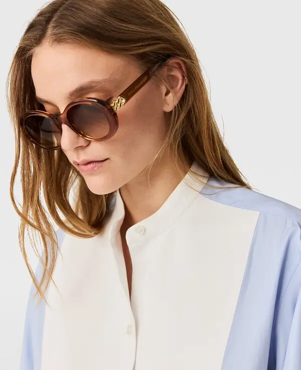 Stella McCartney Tuxedo Bib Poplin Shirt - Sky Blue