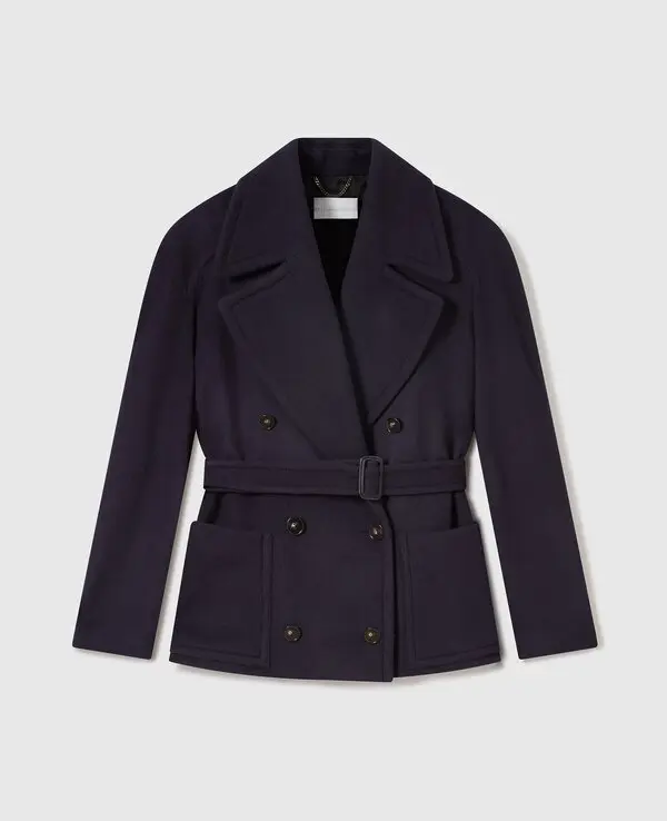 Stella McCartney Tie-belt Cropped Peacoat - Ink