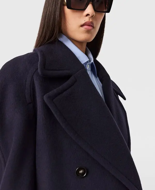 Stella McCartney Tie-belt Cropped Peacoat - Ink