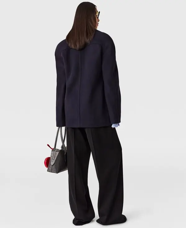 Stella McCartney Tie-belt Cropped Peacoat - Ink