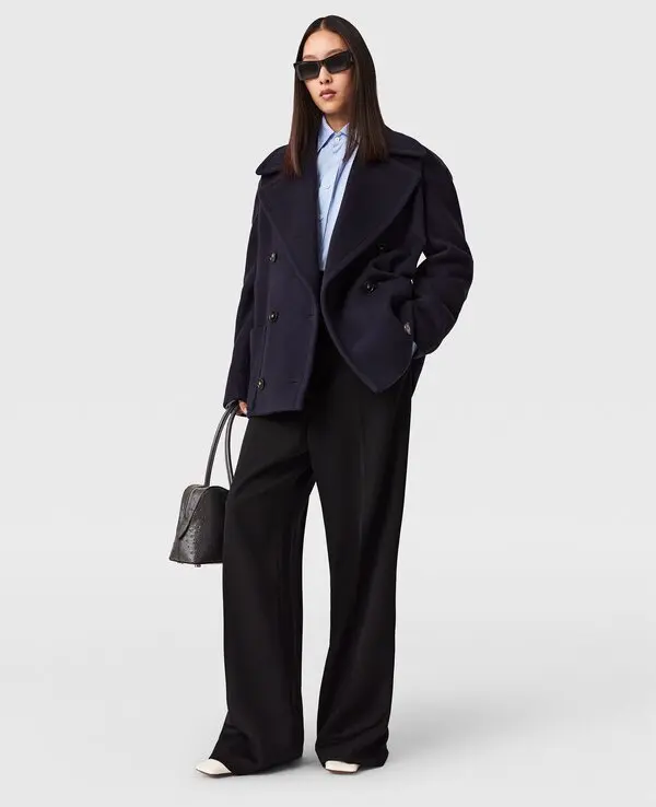 Stella McCartney Tie-belt Cropped Peacoat - Ink