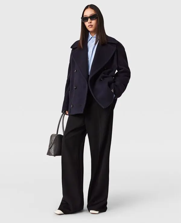 Stella McCartney Cropped Peacoat Jacket With Tie Belt