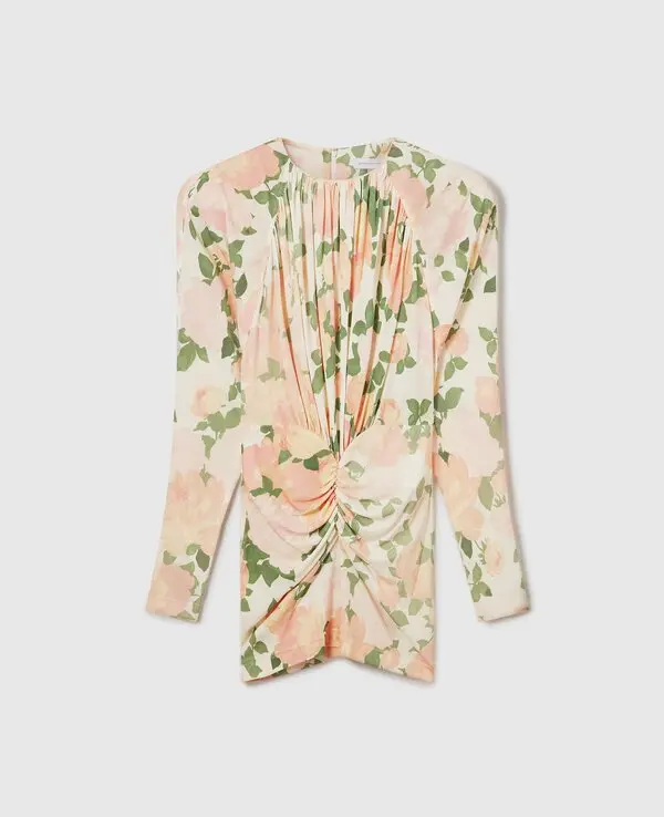 Stella McCartney Peony Print Ruched Mini Dress - Pink