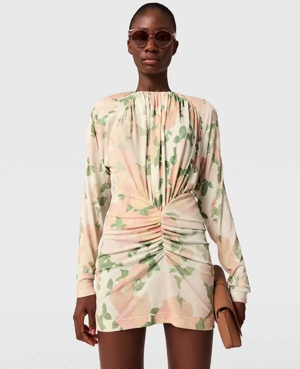 Stella McCartney Peony Print Ruched Mini Dress - Pink
