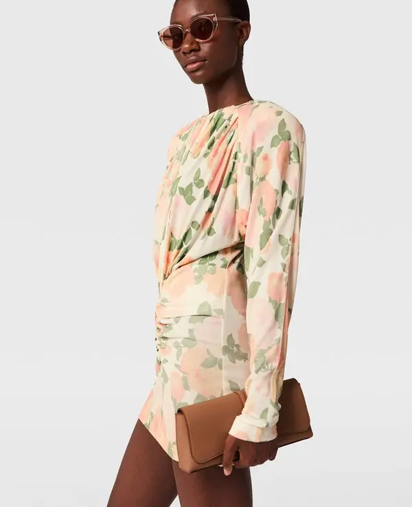 Stella McCartney Peony Print Ruched Mini Dress - Pink