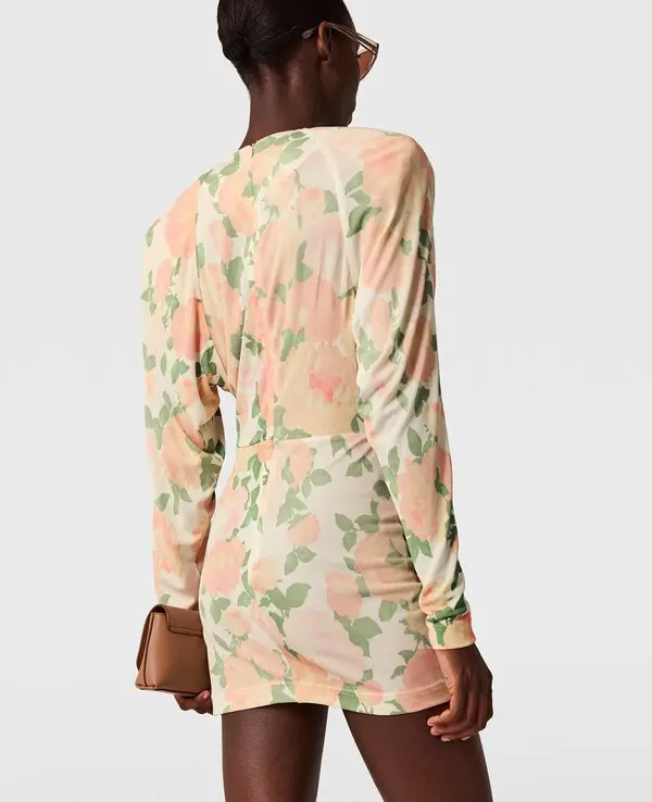 Stella McCartney Peony Print Ruched Mini Dress - Pink
