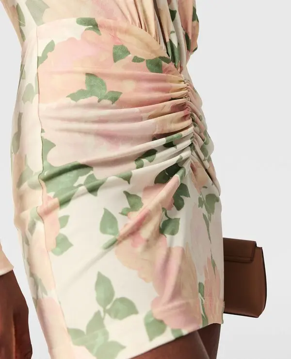 Stella McCartney Peony Print Ruched Mini Dress - Pink