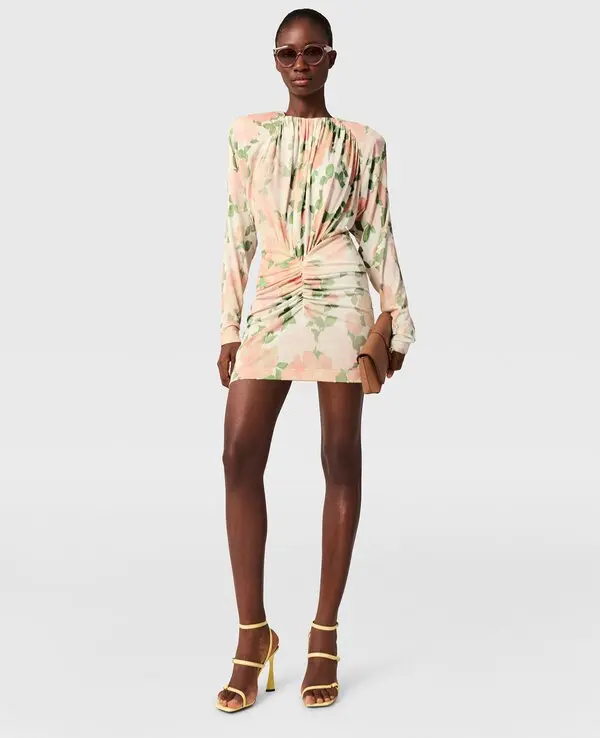 Stella McCartney Peony Print Ruched Mini Dress - Pink