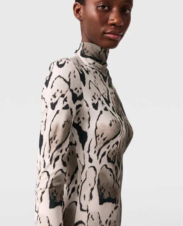 Stella McCartney Draped Midi Dress With Cloud Leopard Print