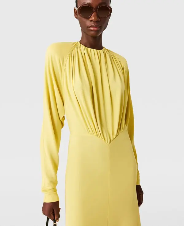 Stella McCartney Pleated Jersey Long-sleeve Maxi Dress