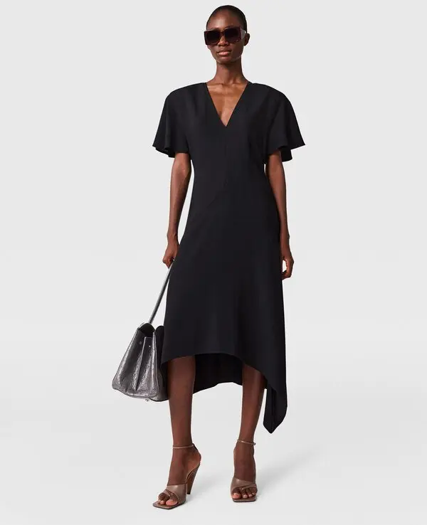 Stella McCartney V-neck Satin Midi Dress - Black